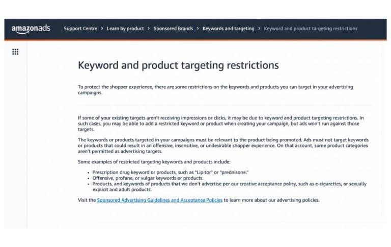 Restricted Amazon Keywords List - AMZ Advisers