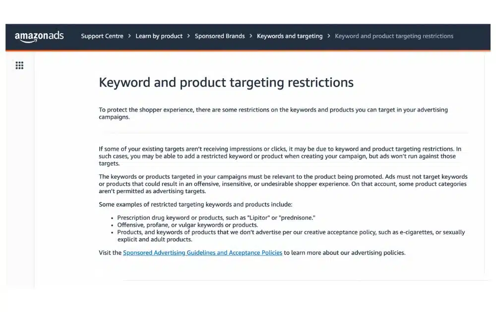 Restricted Amazon Keywords List - AMZ Advisers